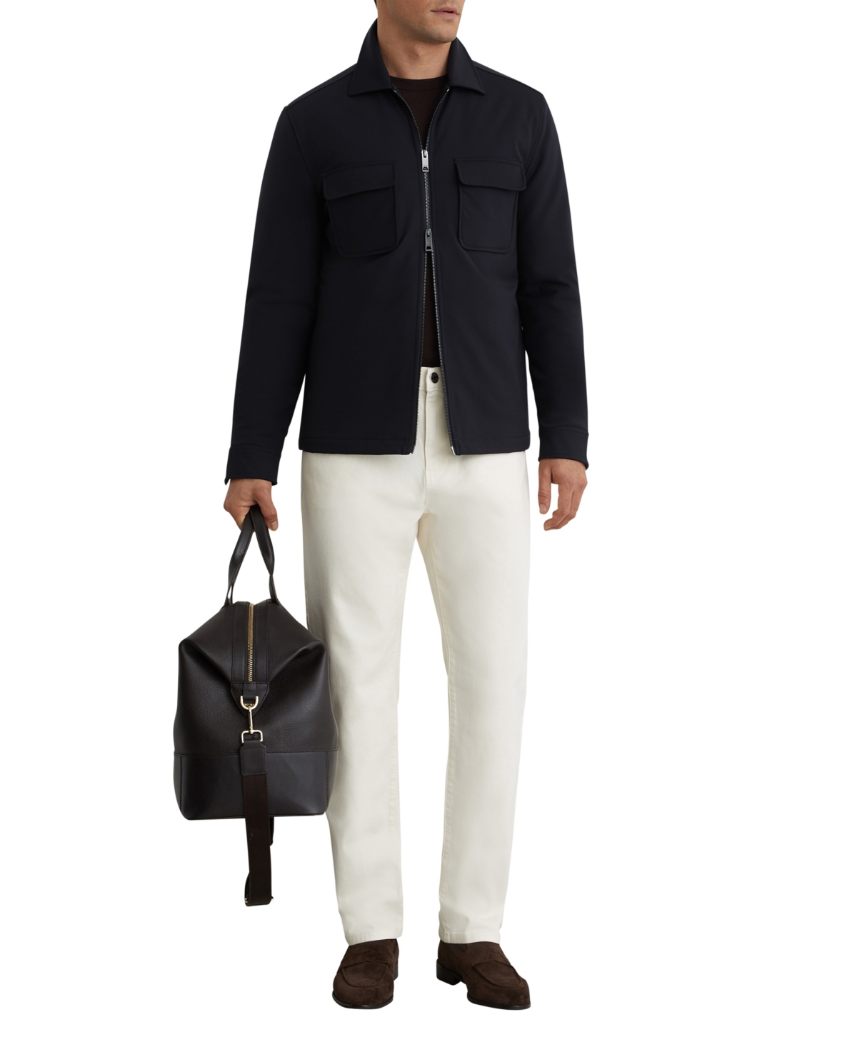 Click here for Reiss Mens Technical Quilted Zip-Front Overshirt -... prices