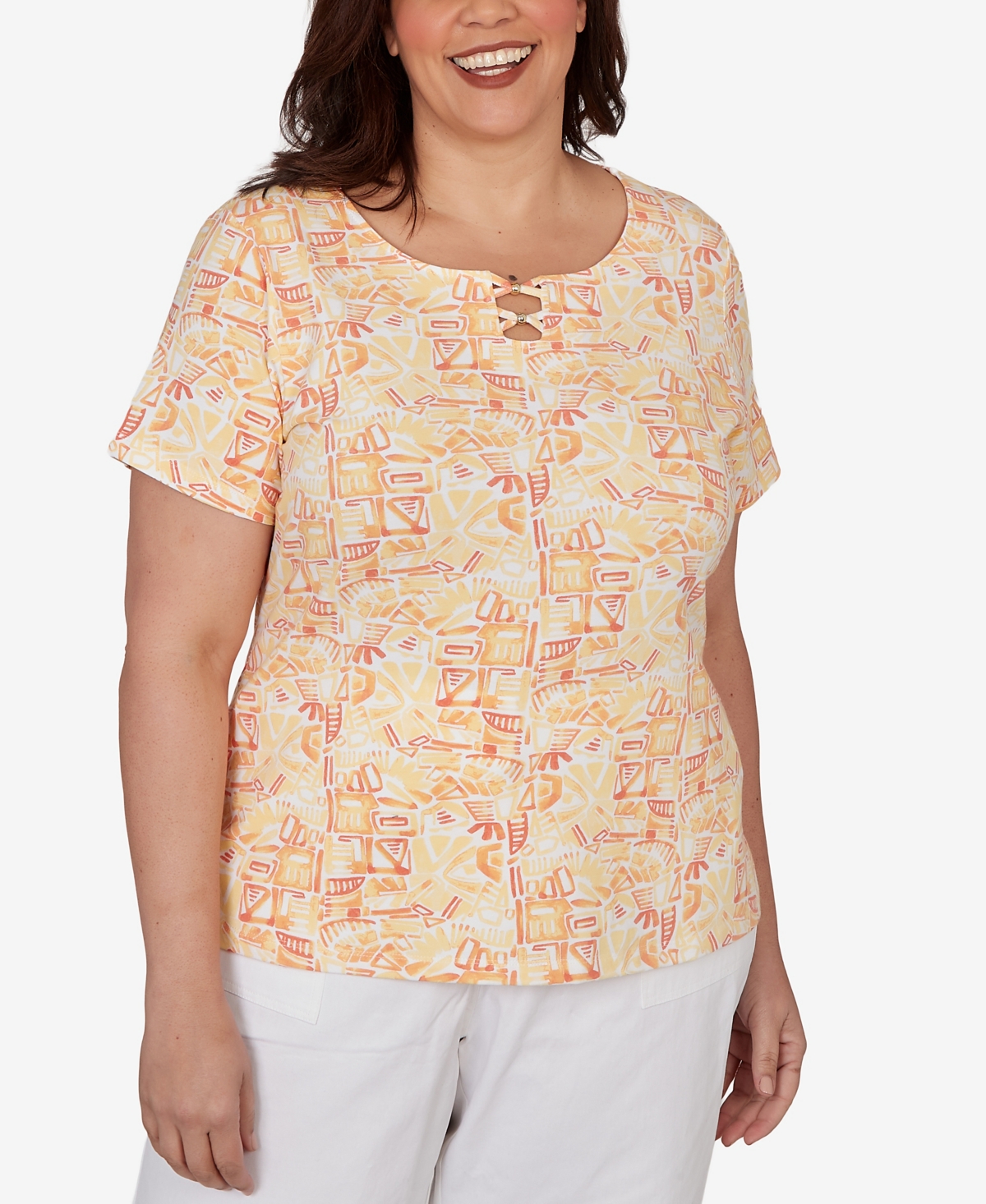 Click here for Hearts Of Palm Plus Size Printed Stretch Jersey Sh... prices