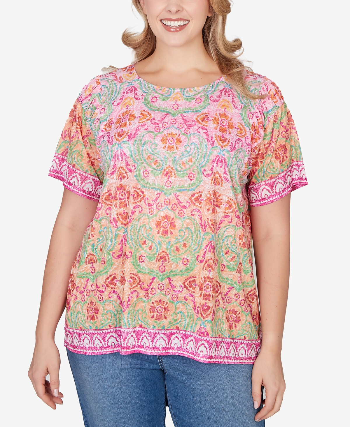 Click here for Ruby Rd. Plus Size Floral Damask Print Knit Top -... prices