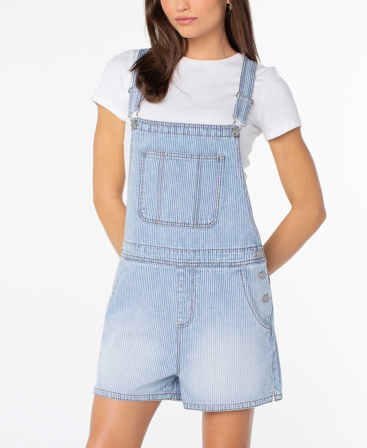 Click here for Celebrity Pink Womens Denim Button-Front Shortalls... prices