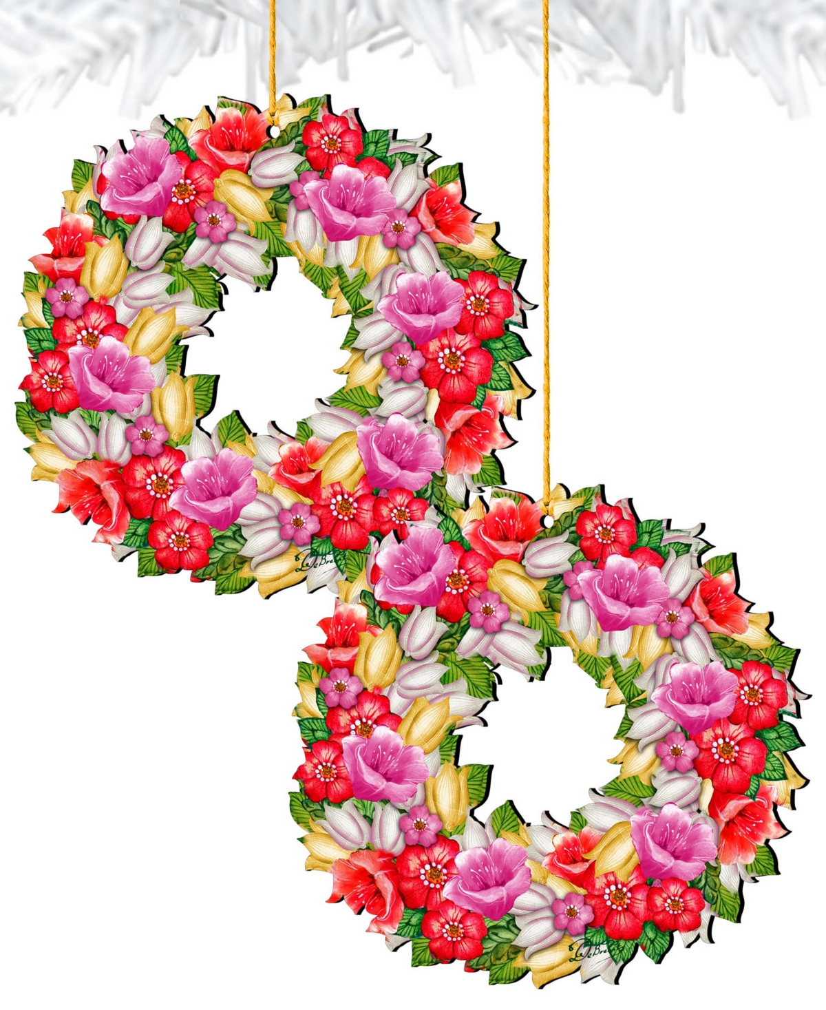 Click here for Designocracy Love You Flowers Wreath Holiday Ornam... prices