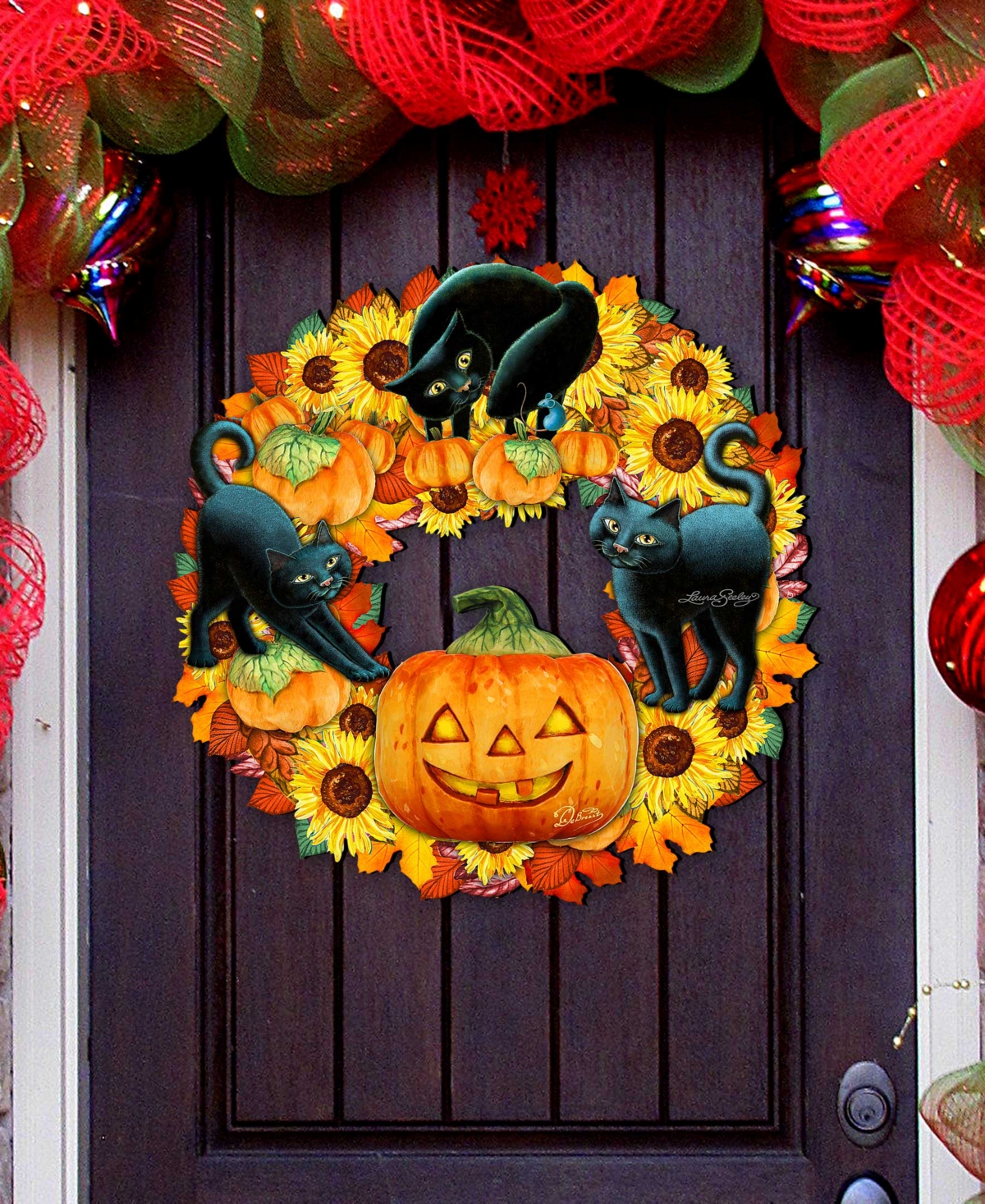 Click here for Designocracy Cats Holiday Door Wreath - Multi Colo... prices