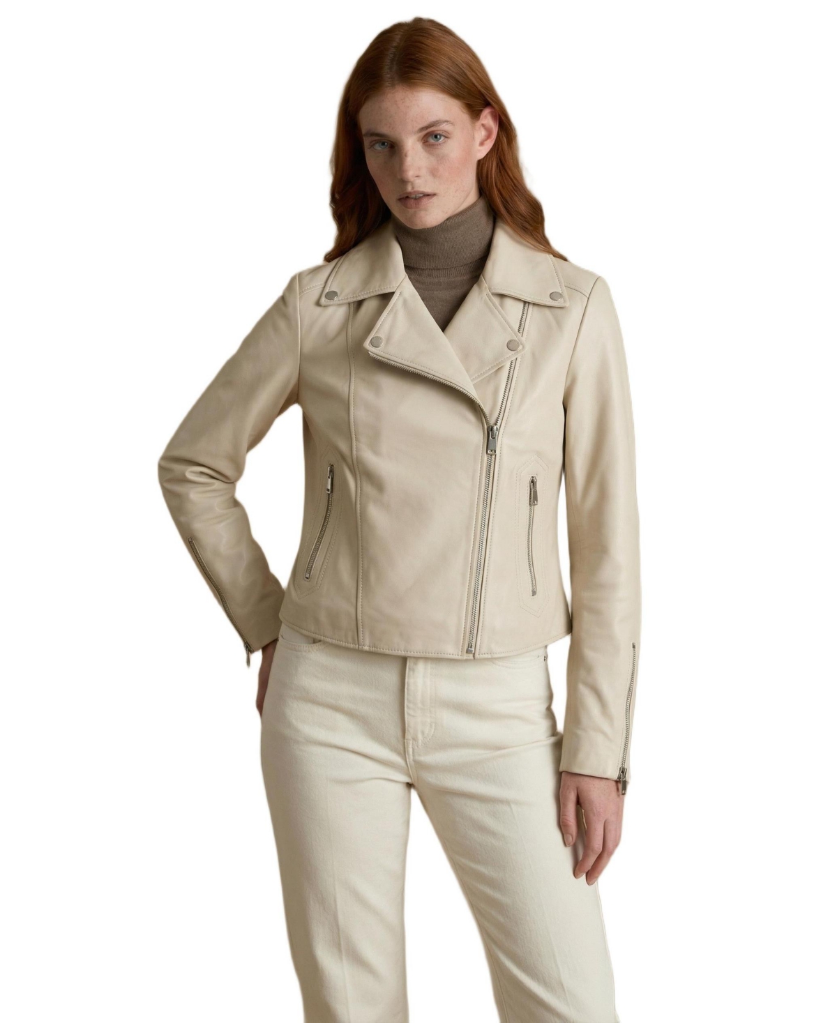Click here for Furniq Uk Womens Leather Jacket - Beige/khaki prices