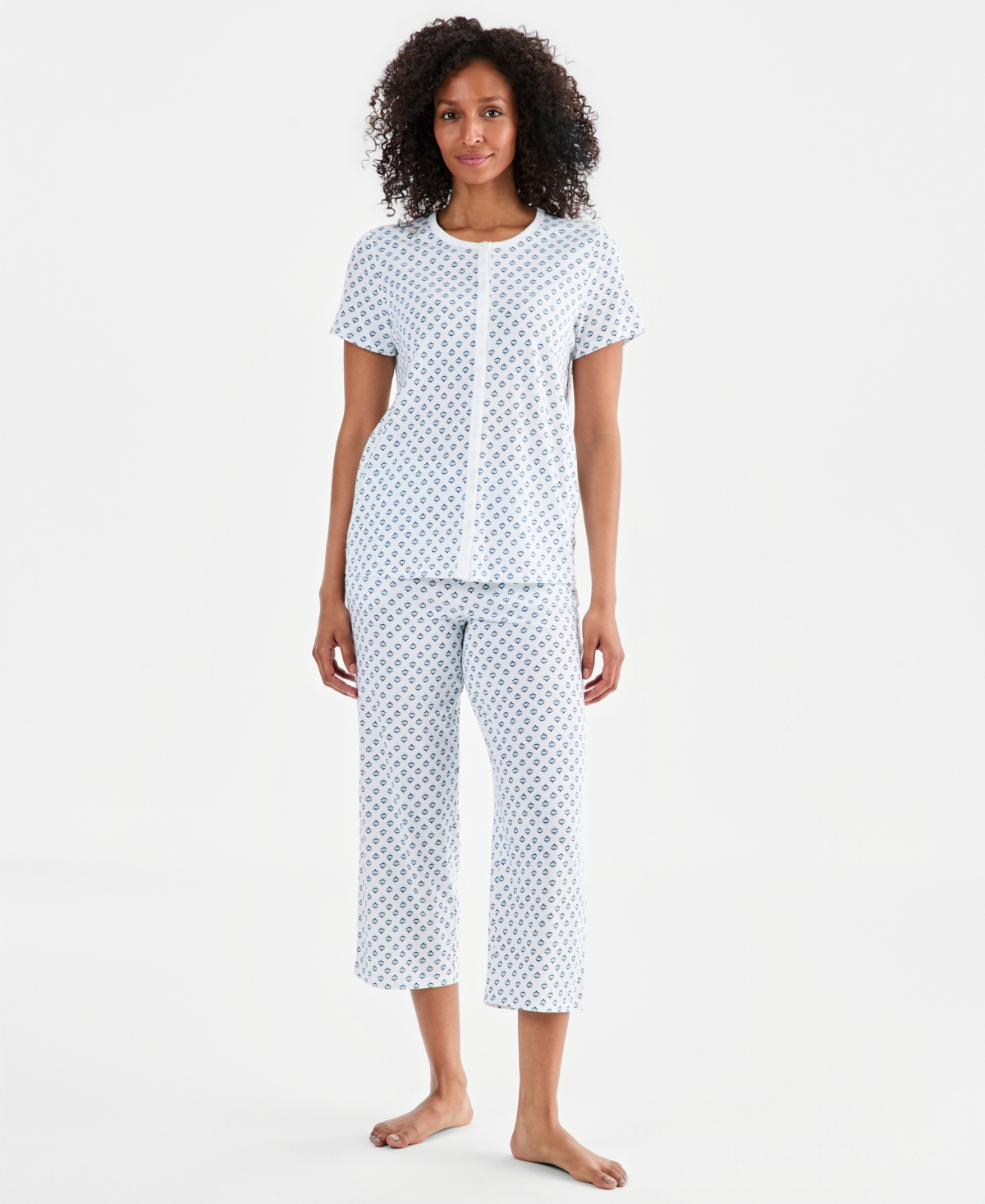Click here for Charter Club Womens 2-Pc. Cotton Printed Cropped P... prices