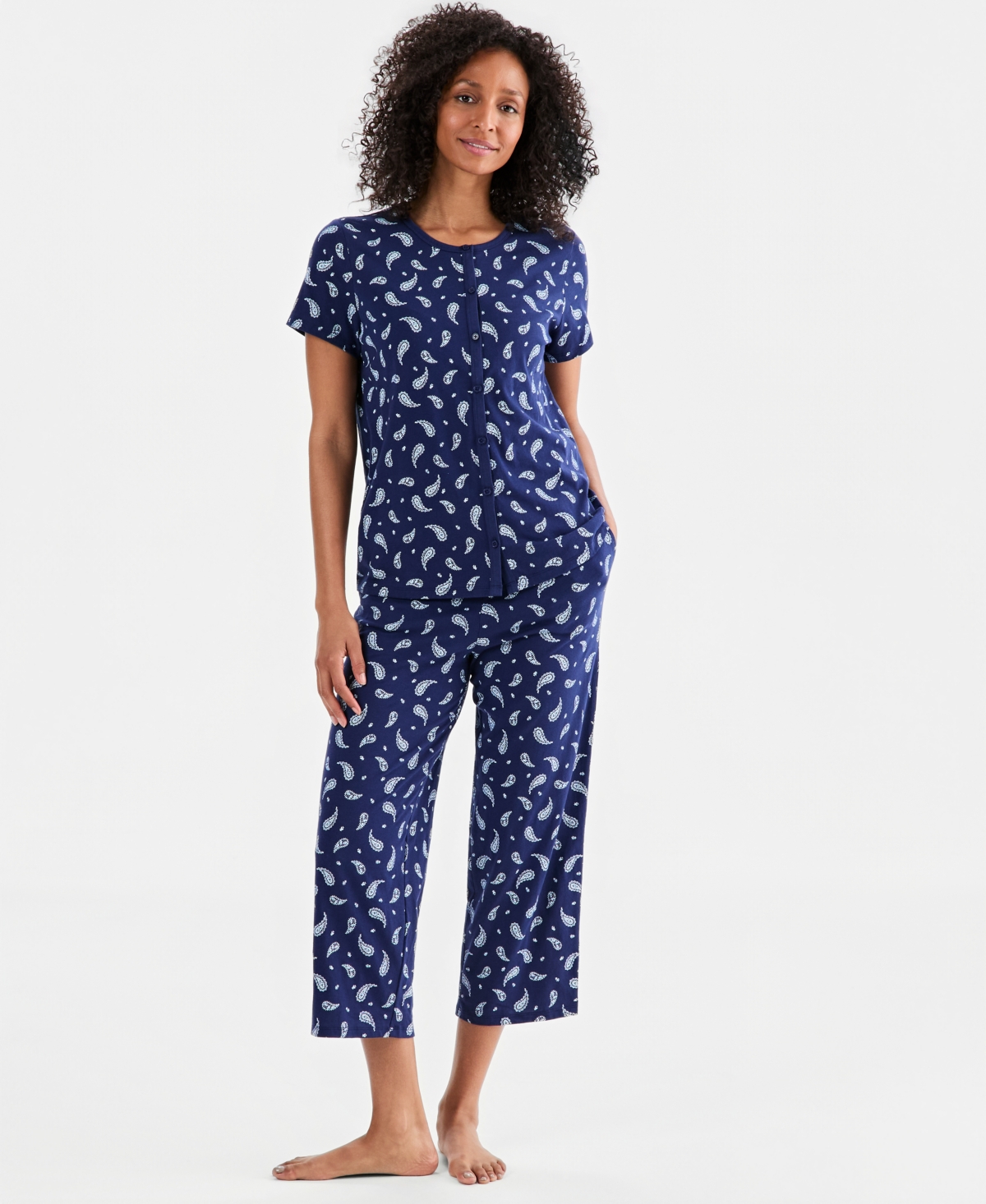 Click here for Charter Club Womens 2-Pc. Cotton Printed Cropped P... prices