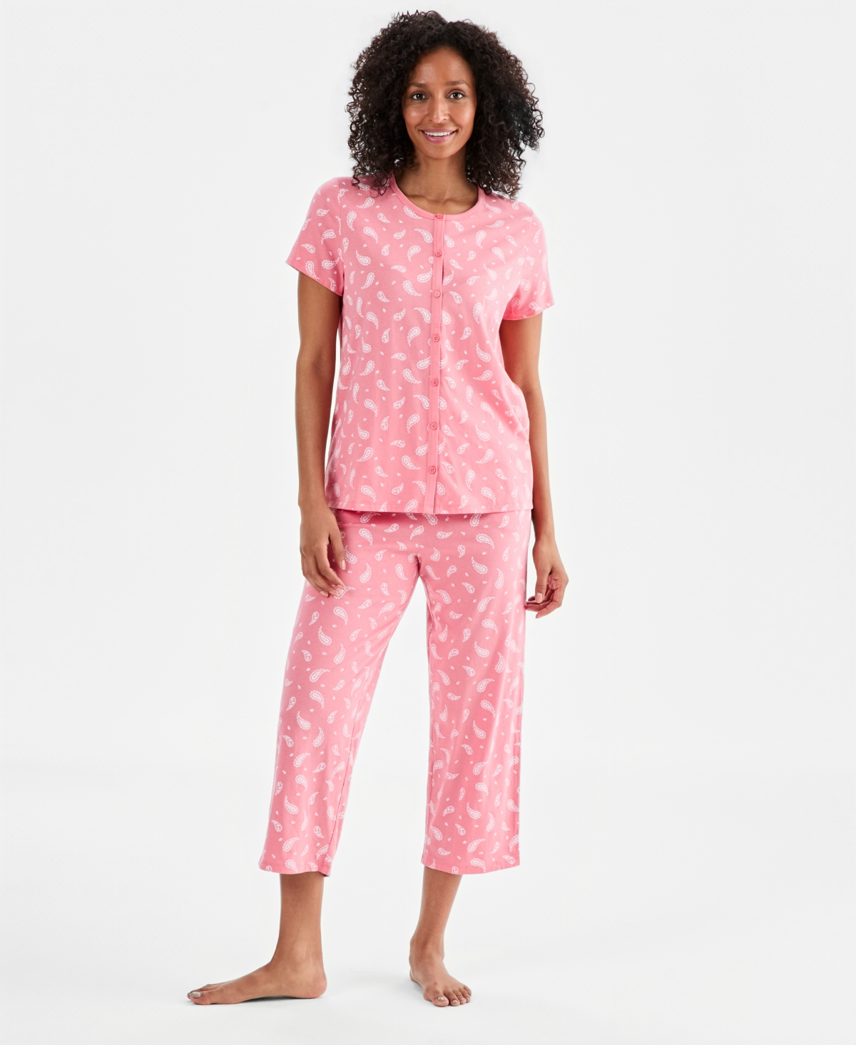 Click here for Charter Club Womens 2-Pc. Cotton Printed Cropped P... prices