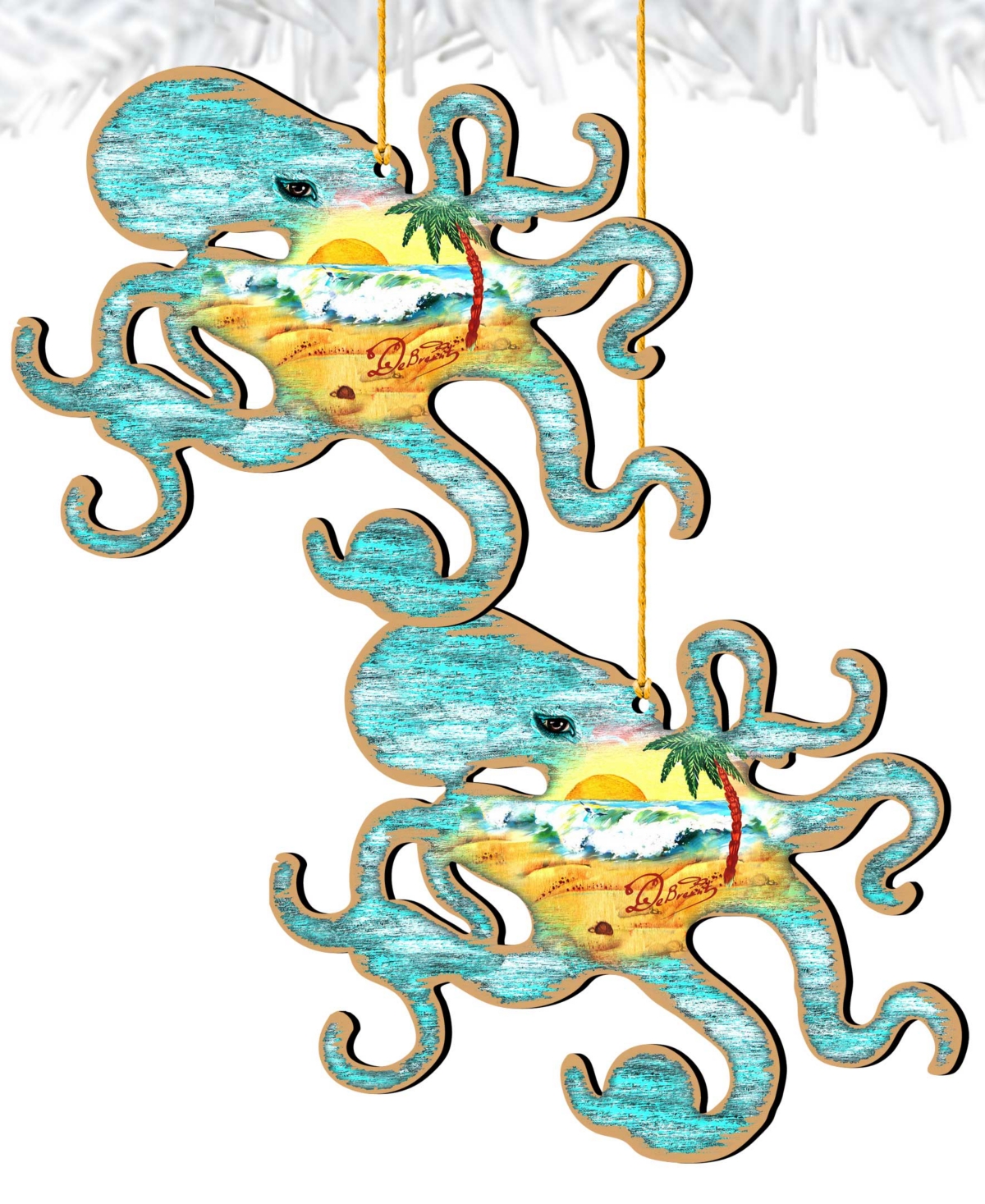 Click here for Designocracy Octopus Wooden Ornaments  Set of 2 -... prices