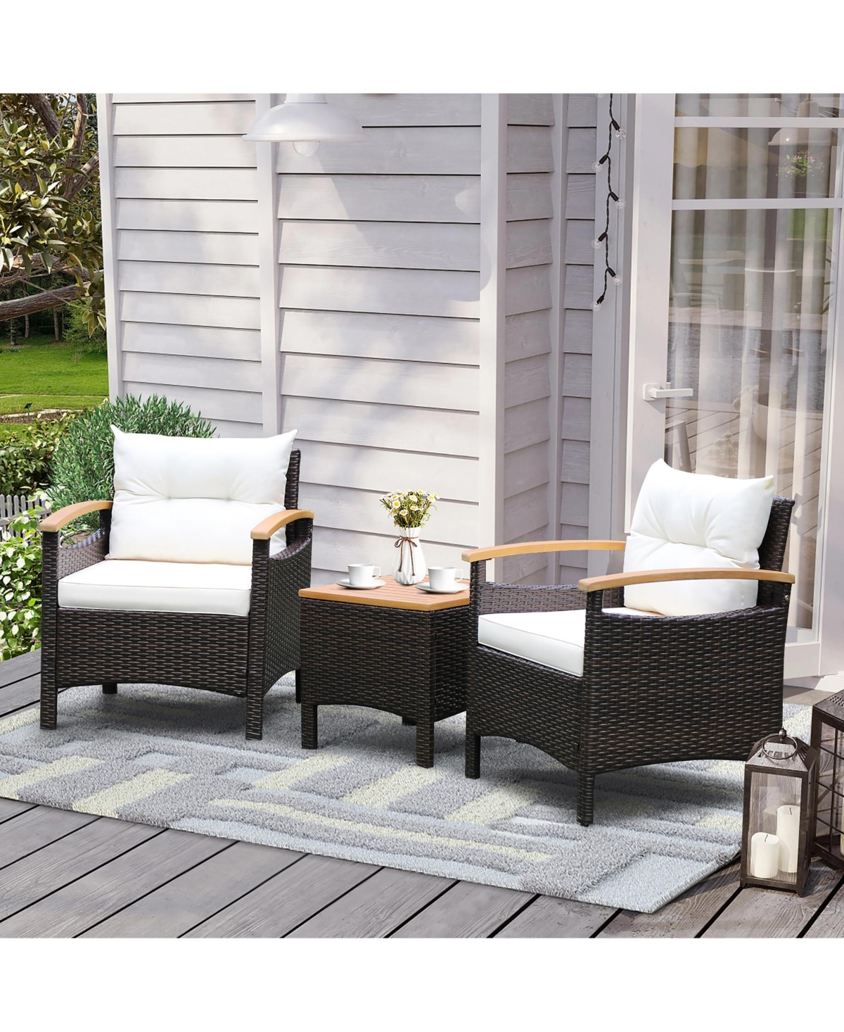 Click here for 3PCS Patio Rattan Furniture Set Wooden Armrest Tab... prices