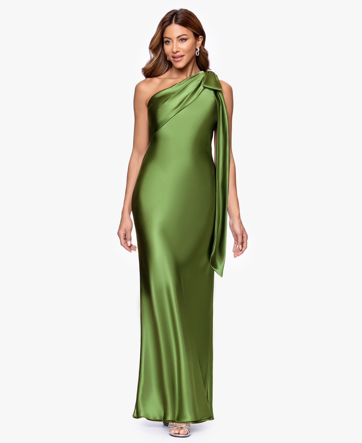 Click here for Betsy & Adam Womens One-Shoulder Ball Gown - Moss prices