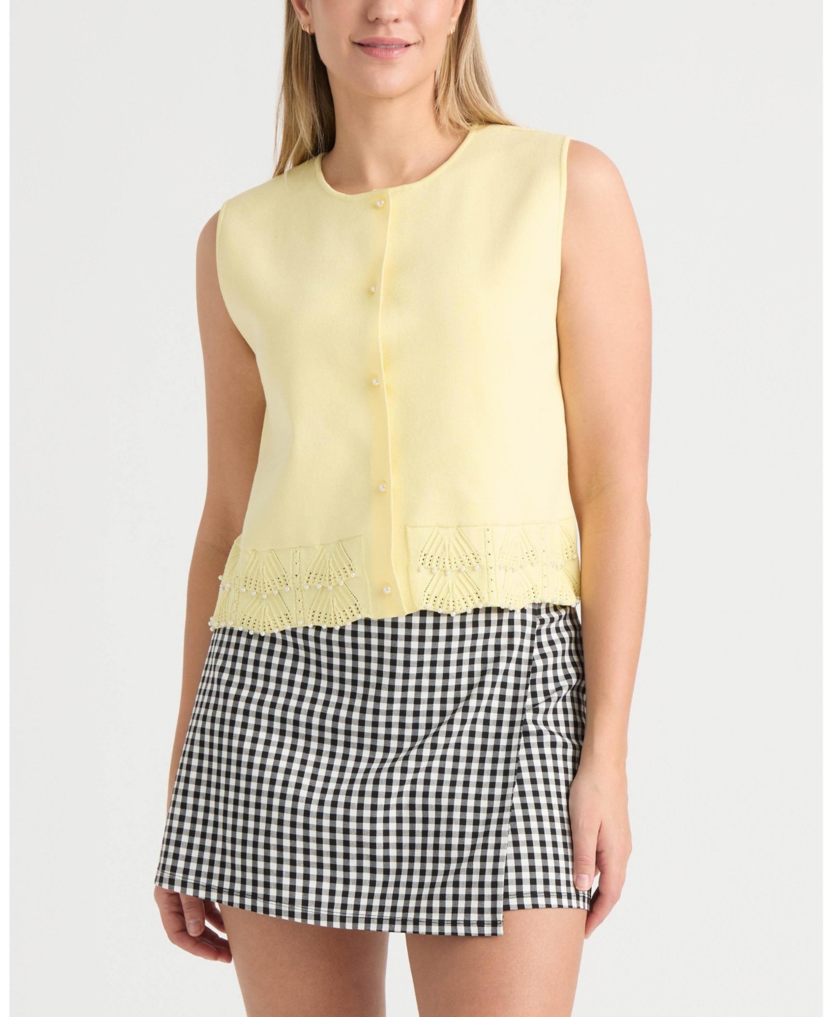 Click here for Ellen Tracy Womens Knit Vest with Pearl Detailing... prices