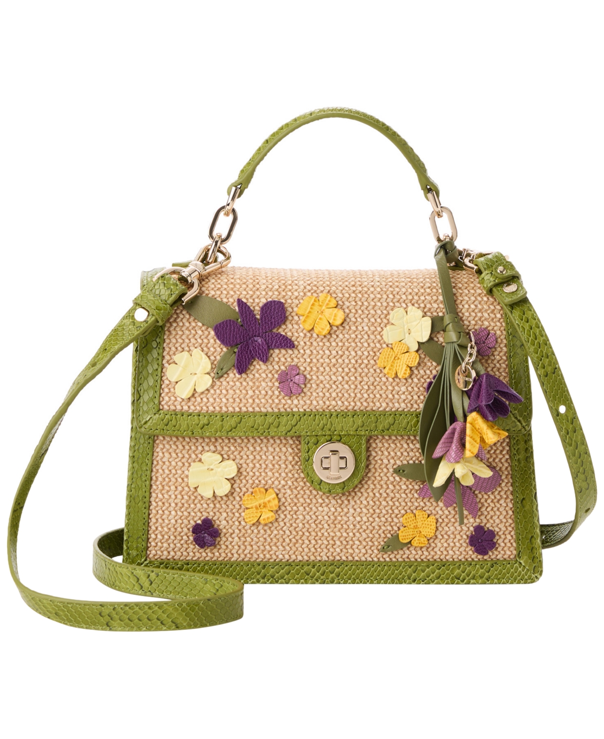 Click here for Brahmin Leather Small Hallie Floral Satchel Bag -... prices