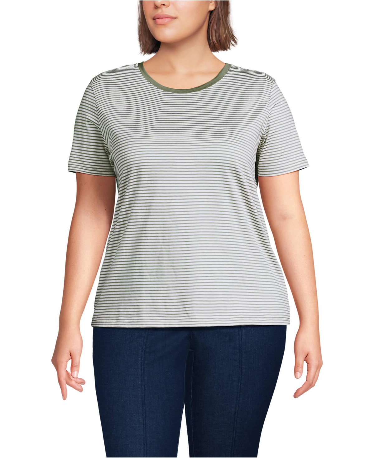 Click here for Lands End Plus Size Relaxed Supima Cotton Crew Nec... prices