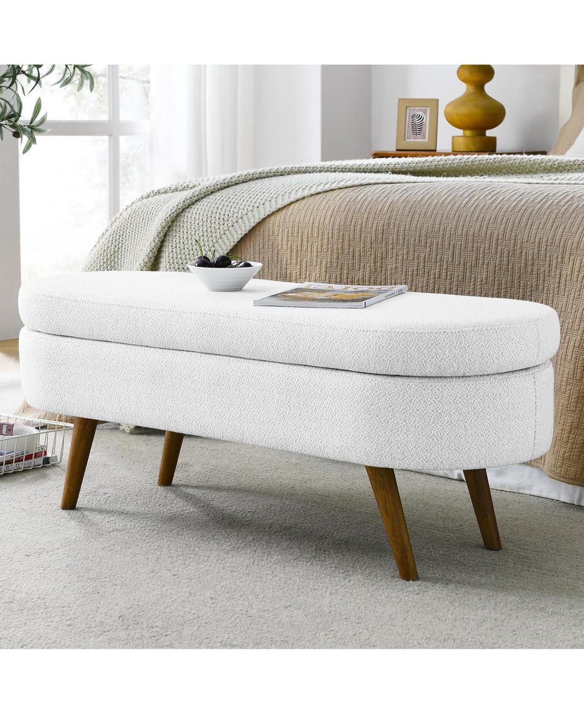 Click here for Rainsken Oval Storage Ottoman Bench - Upholstered... prices