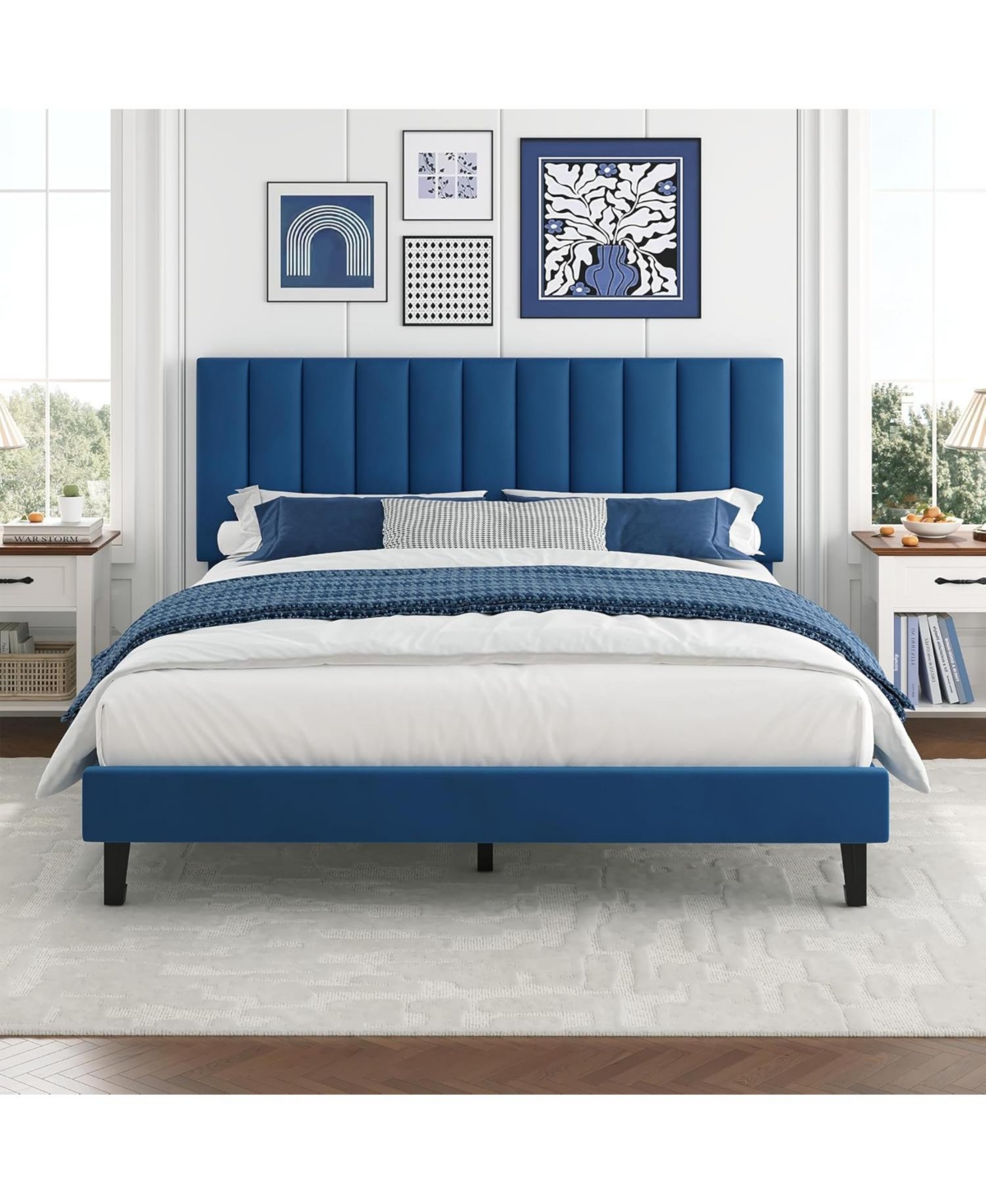 Click here for gaomon Queen Size Bed Frame  Velvet Upholstered Pl... prices