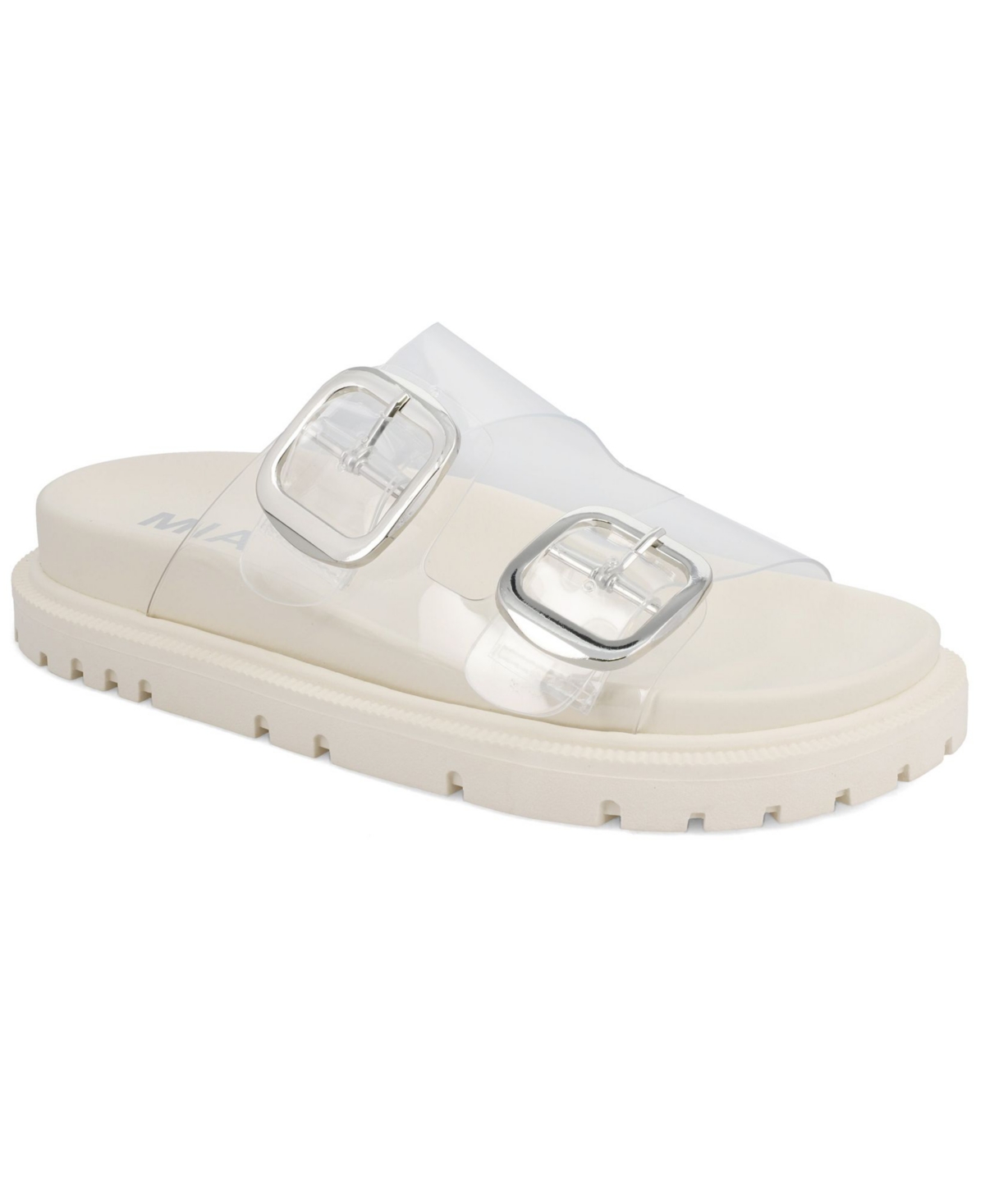 Click here for Mia Womens Gen Double Buckle Platform Slide Sandal... prices