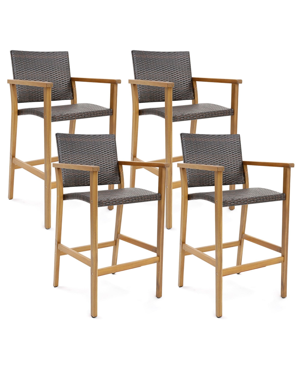 Click here for Gymax Patio Rattan Bar Stool Set of 4 Outdoor Pe W... prices