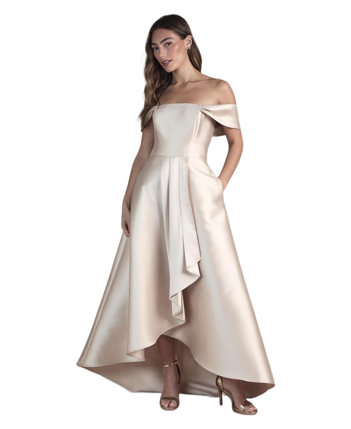 Click here for Coast Womens Bardot Twill Bridesmaid Dress - Champ... prices