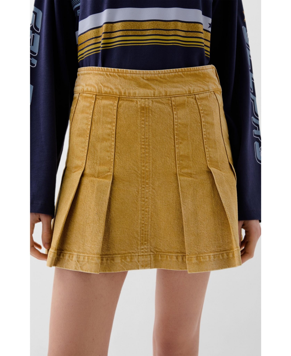 Click here for Scalpers Womens Washed Mini Denim Skirt - Mustard prices