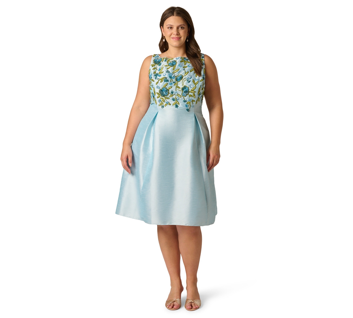 Click here for Adrianna Papell Plus Size Boat Neck Midi Dress - S... prices