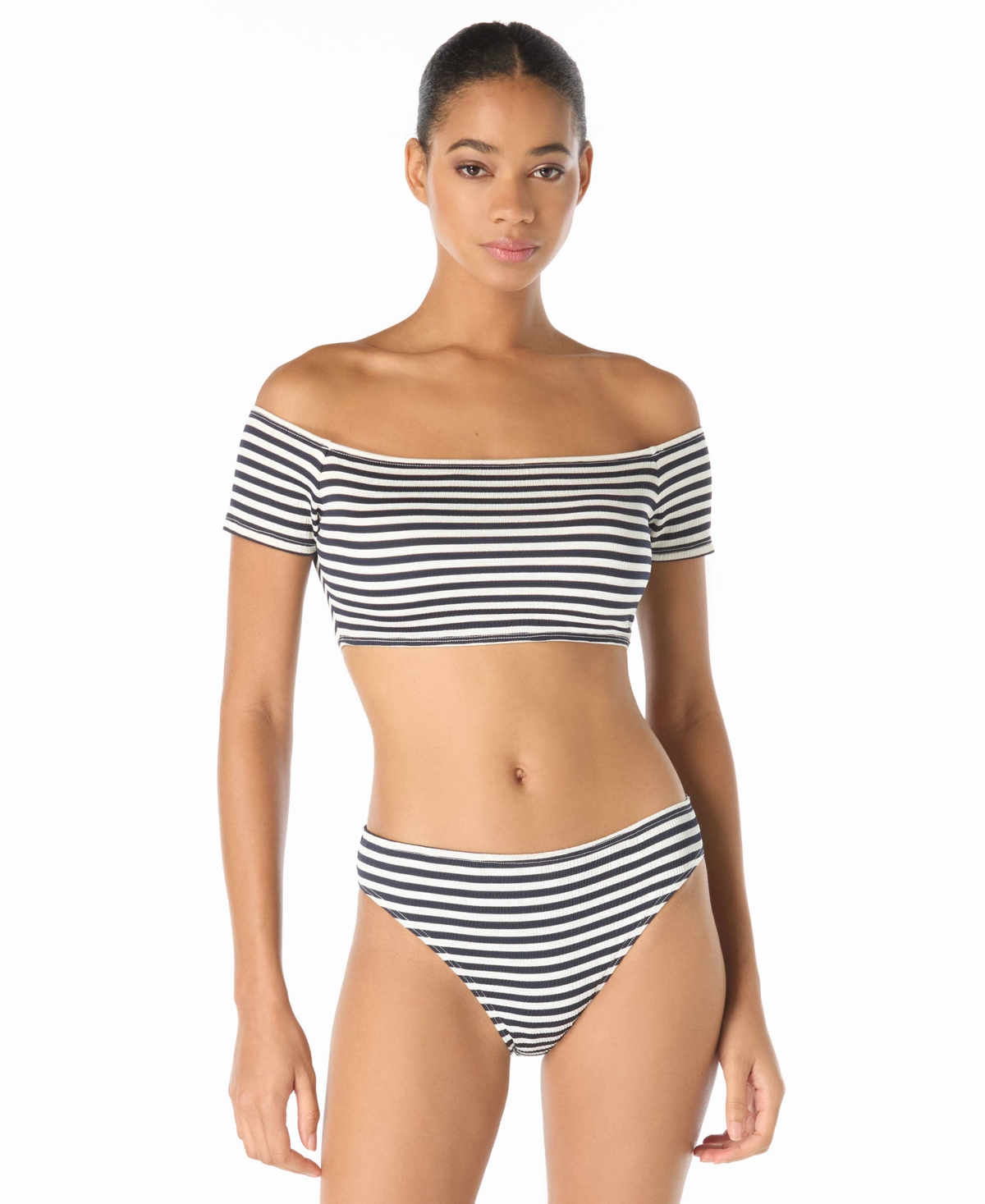 Click here for Michael Kors Womens Off-The-Shoulder Stripe Bikini... prices