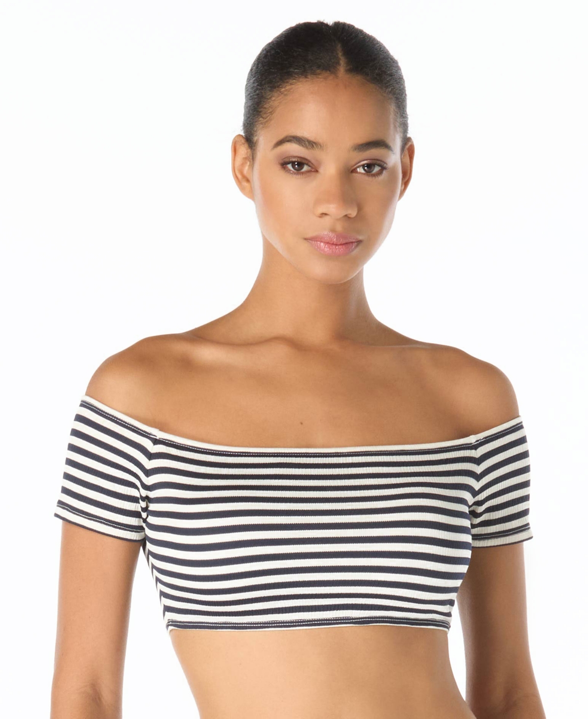 Click here for Michael Kors Womens Off-The-Shoulder Stripe Bikini... prices