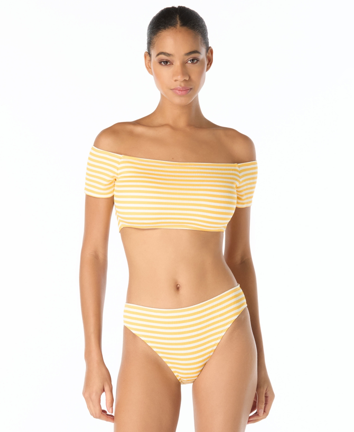 Click here for Michael Kors Womens Off-The-Shoulder Stripe Bikini... prices