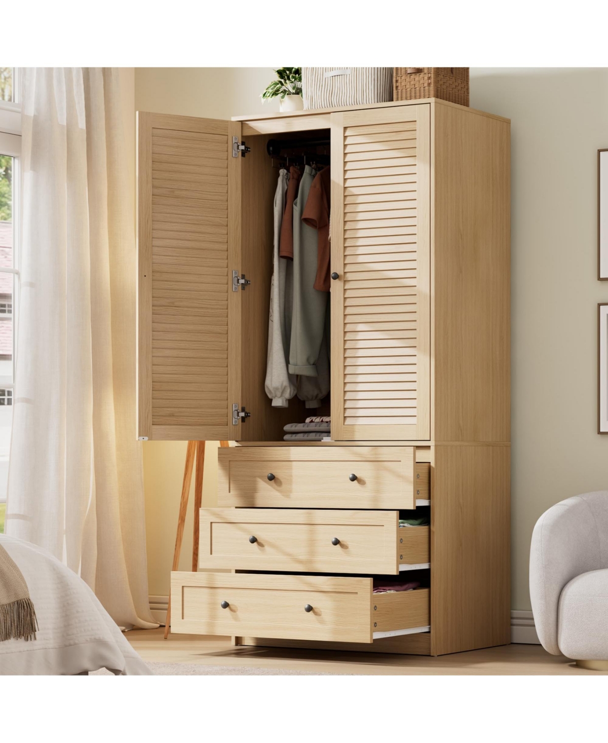 Click here for gaomon Armoire Wardrobe Closet with Drawers  69.5&... prices