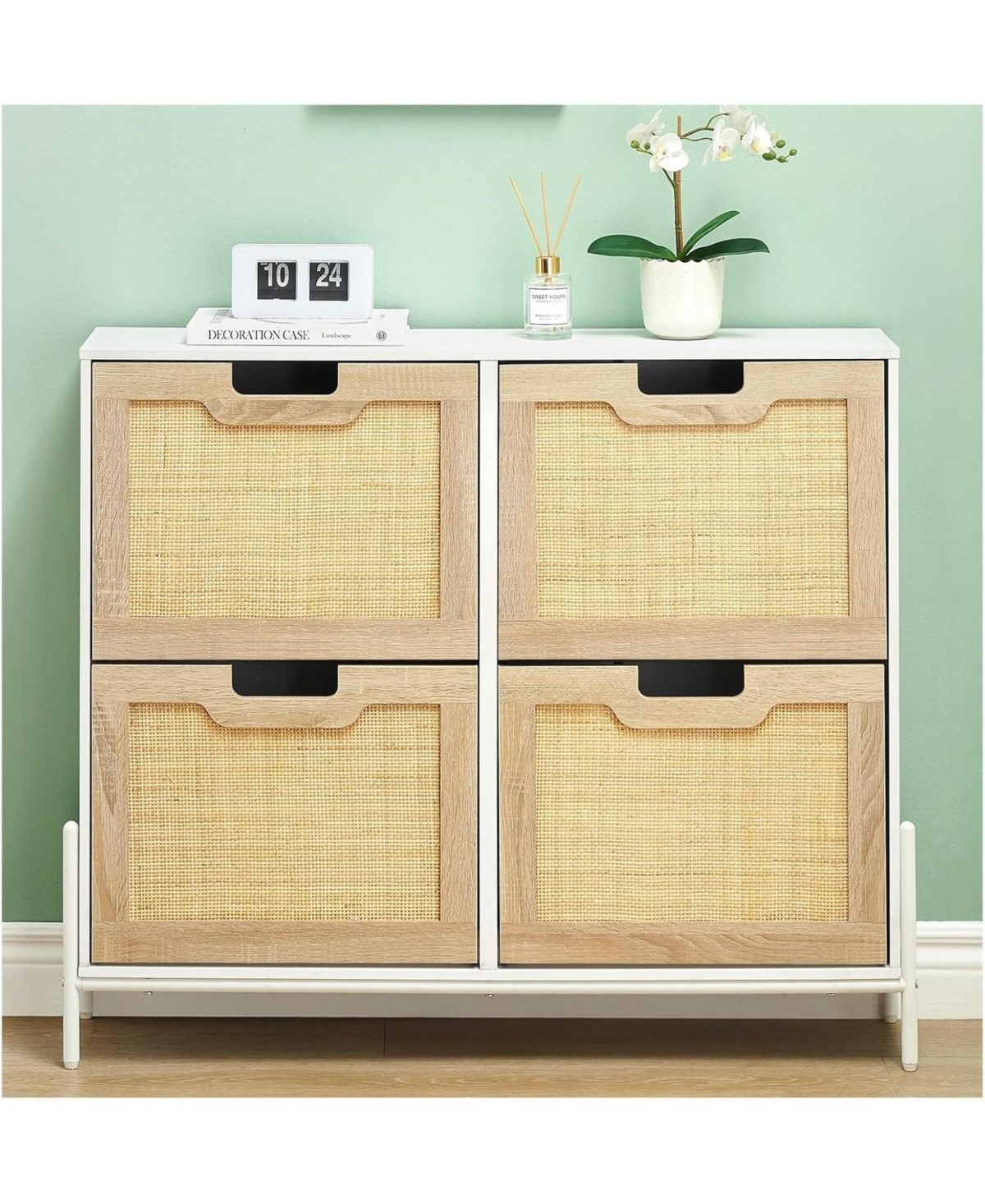Click here for Homfan Rattan 4 Flip-Down Door Shoe Cabinet with 3... prices