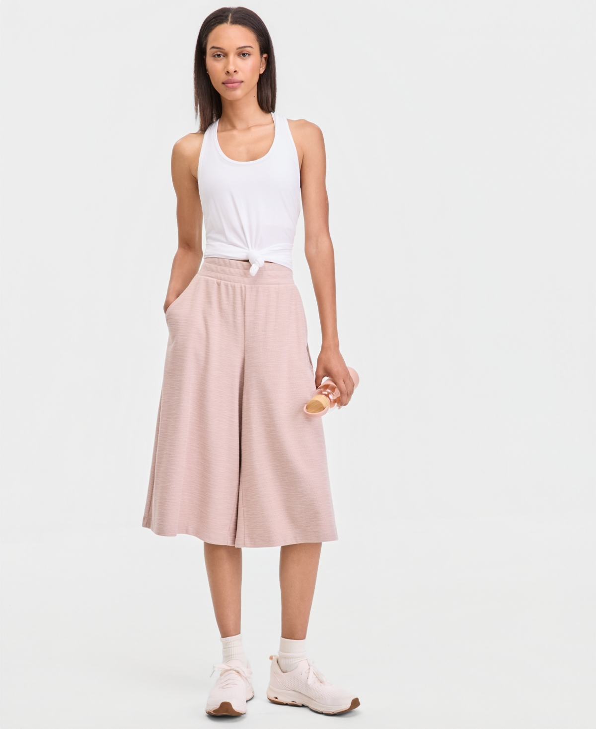 Click here for Id Ideology Womens Ribbed Wide-Leg Cropped Pull-On... prices