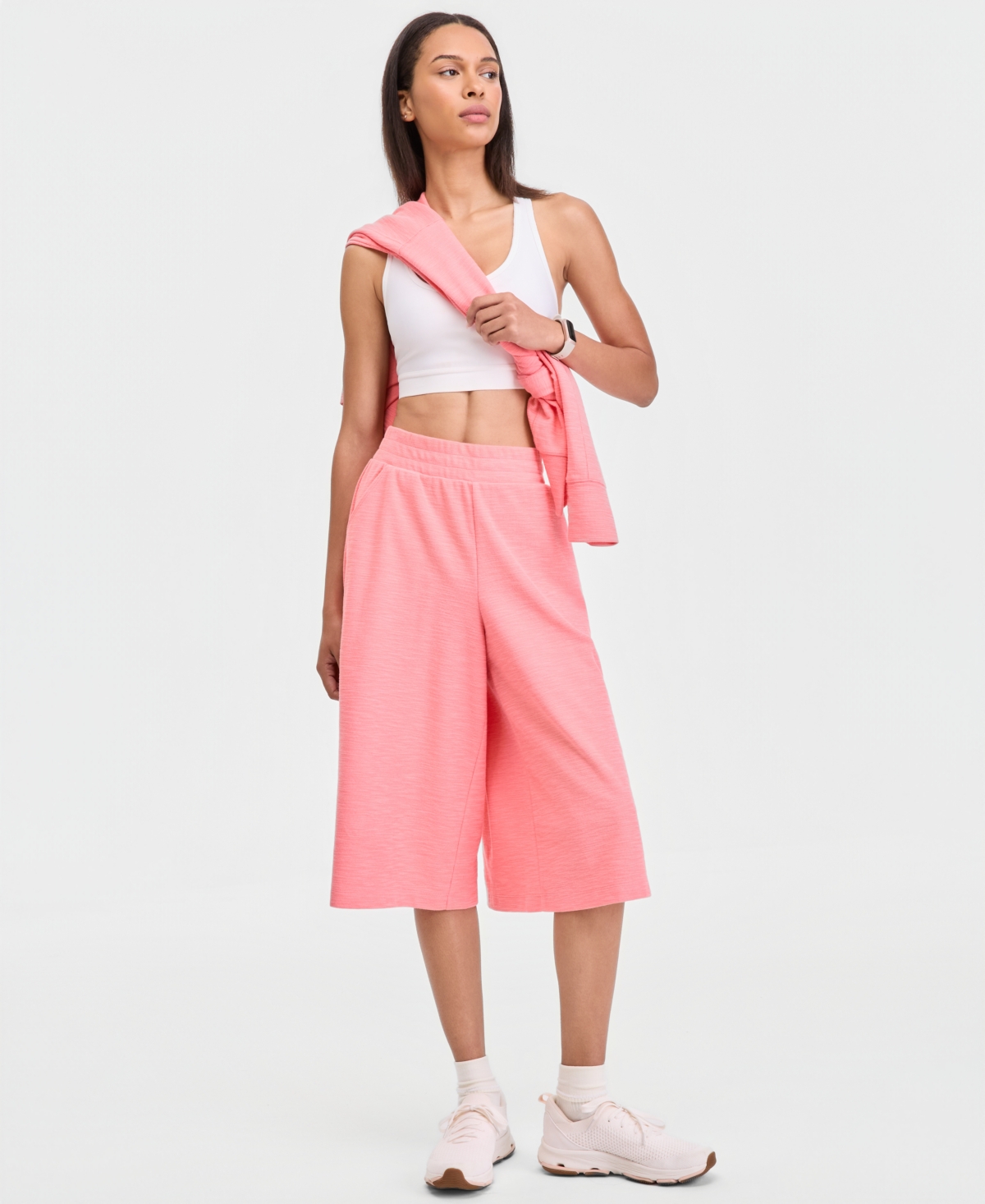 Click here for Id Ideology Womens Ribbed Wide-Leg Cropped Pull-On... prices