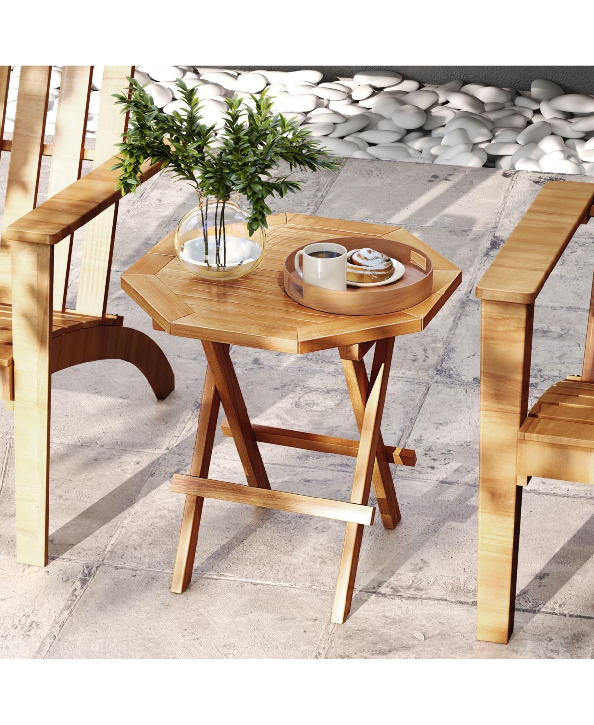 Click here for sumyeg Teak Wood Octagon Coffee Table with X-Shape... prices