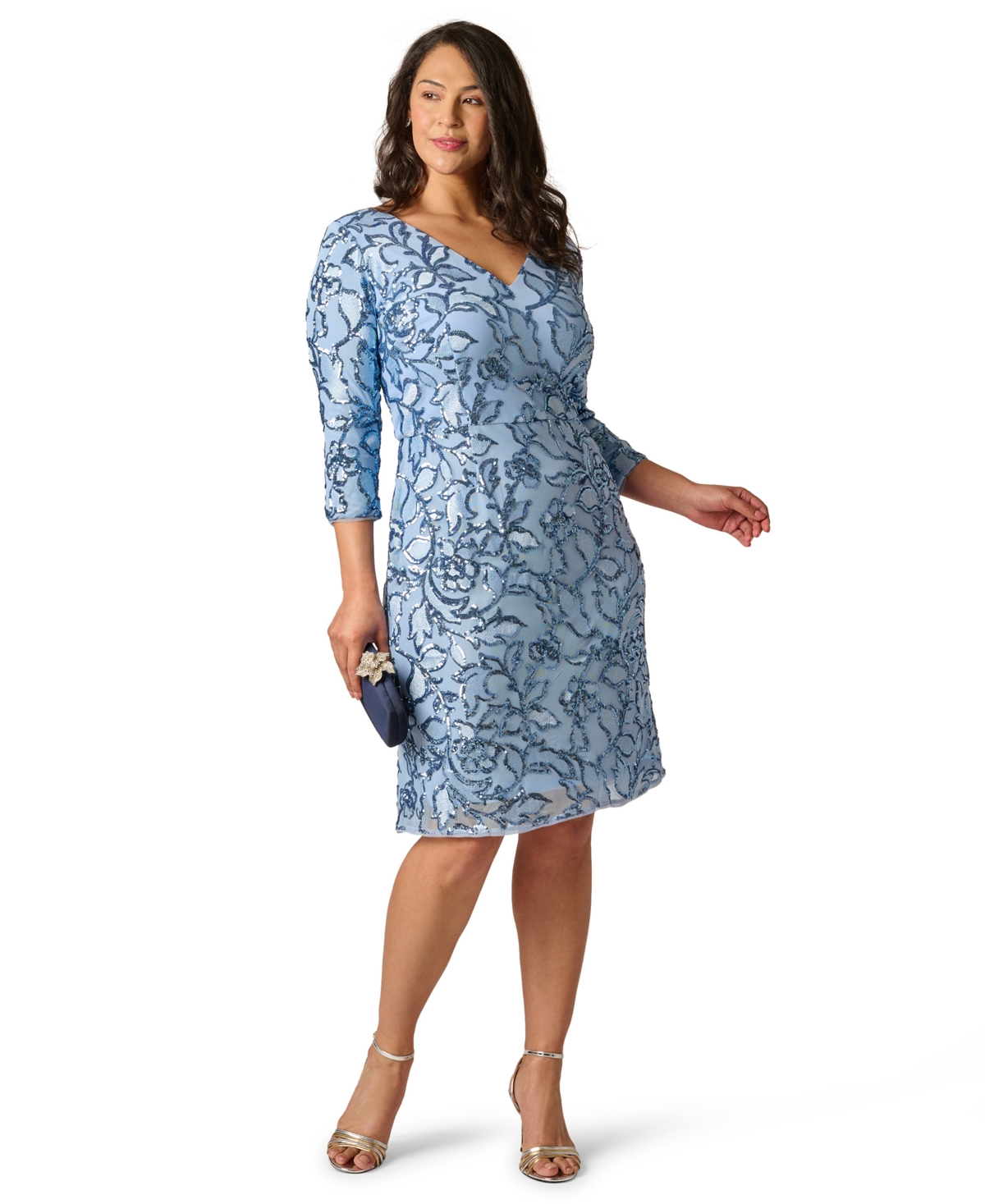 Click here for Adrianna Papell Plus Size Beaded V-Neck Short Dres... prices