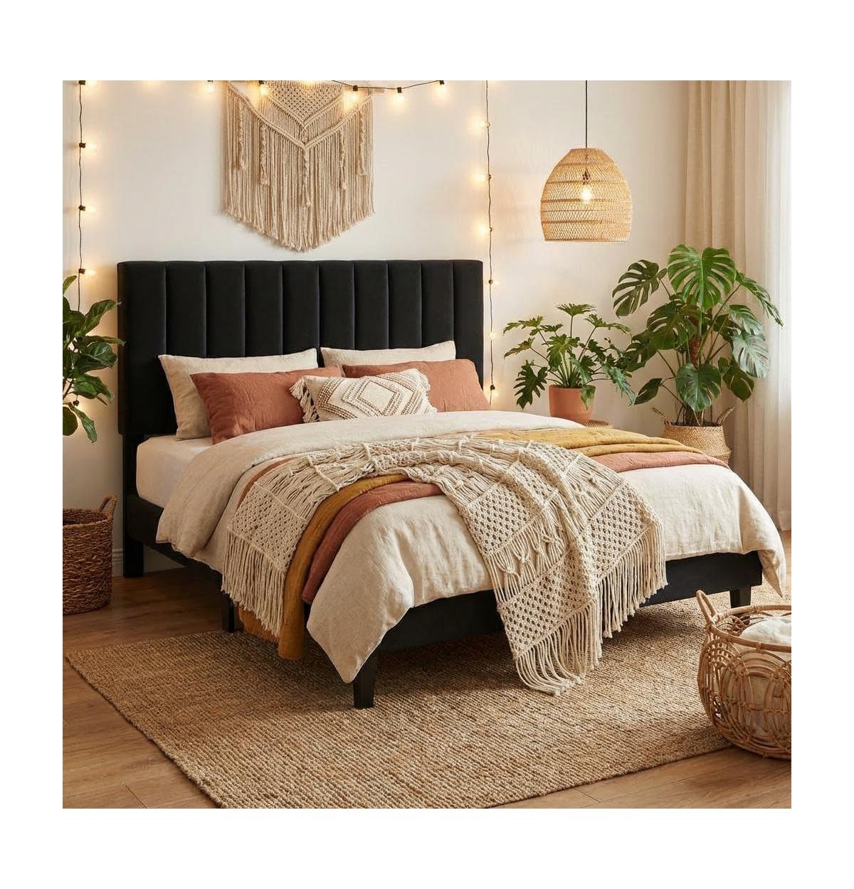 Click here for gaomon Velvet Upholstered Platform Bed Frame with... prices