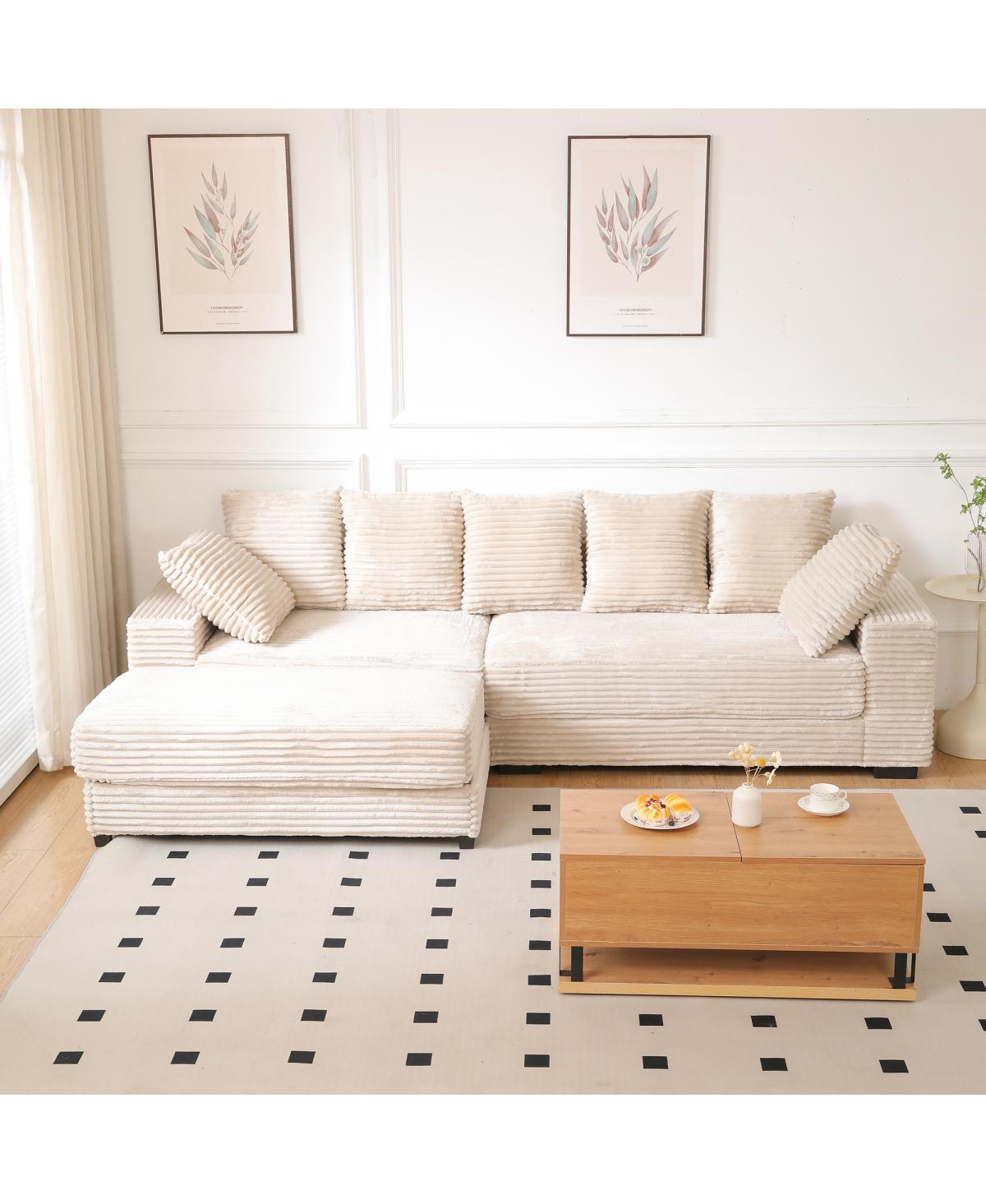 Click here for Streamdale Corduroy Sectional Sofa w/ Storage Otto... prices