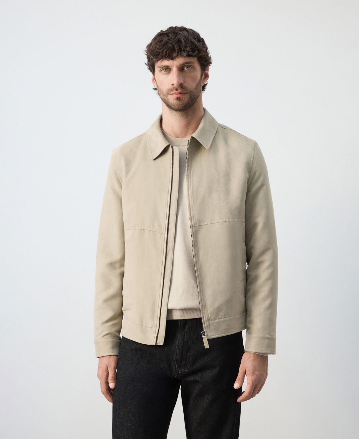 Click here for Mango Mens Suede Effect Jacket - Beige prices