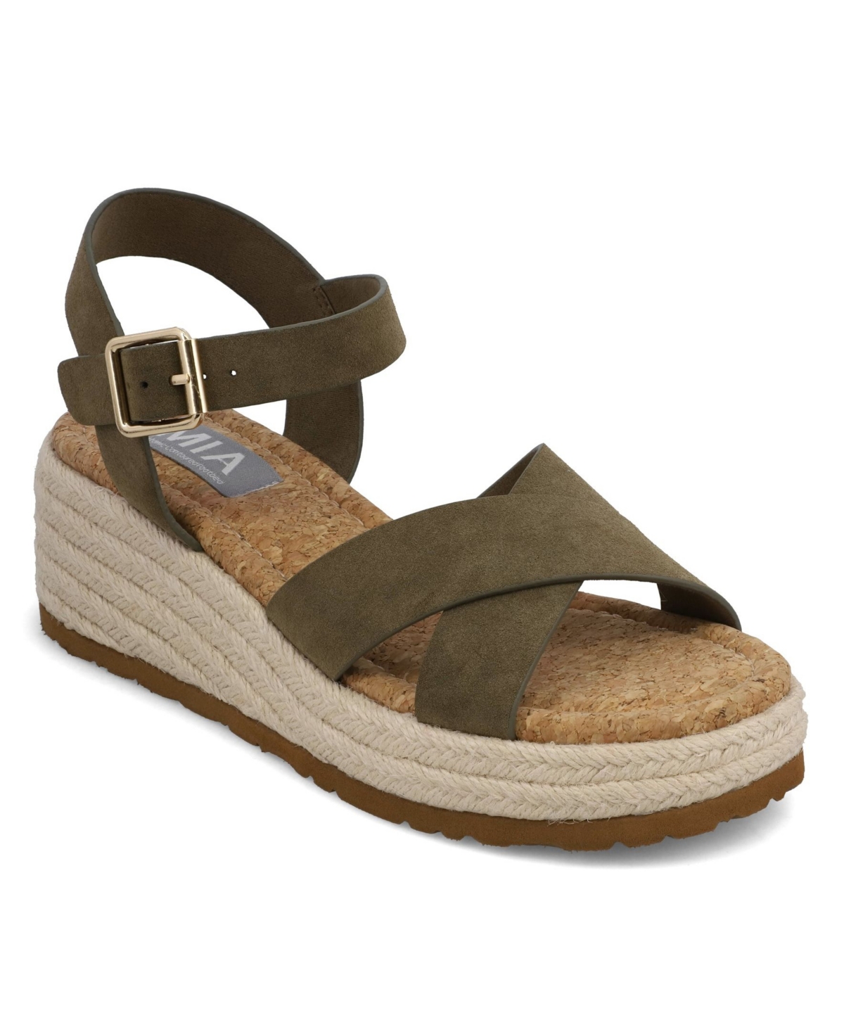 Click here for Mia Womens Nikky Round Toe Wedge Sandals - Khaki prices