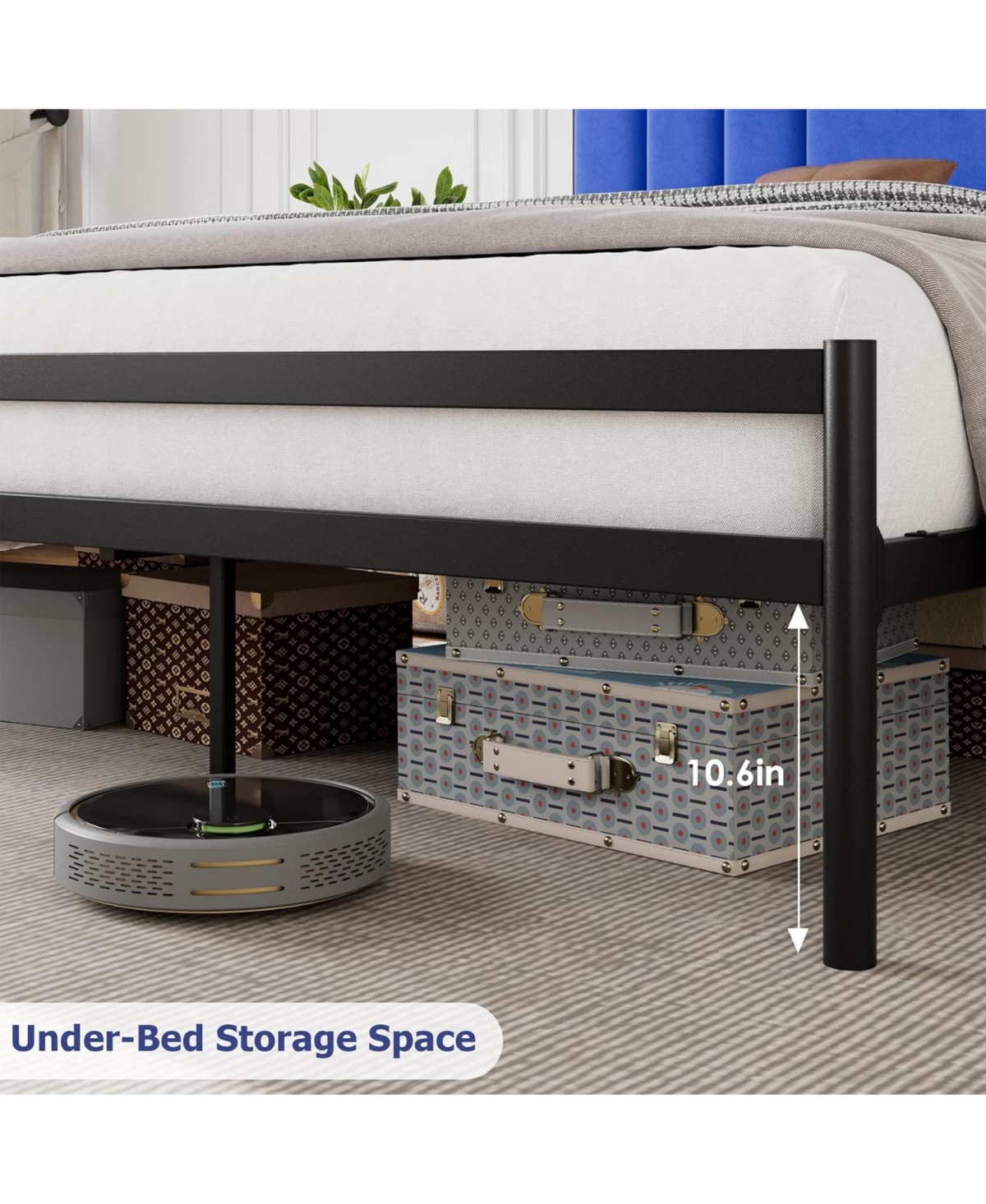 Click here for gaomon King Velvet Platform Bed - Blue Upholstered... prices