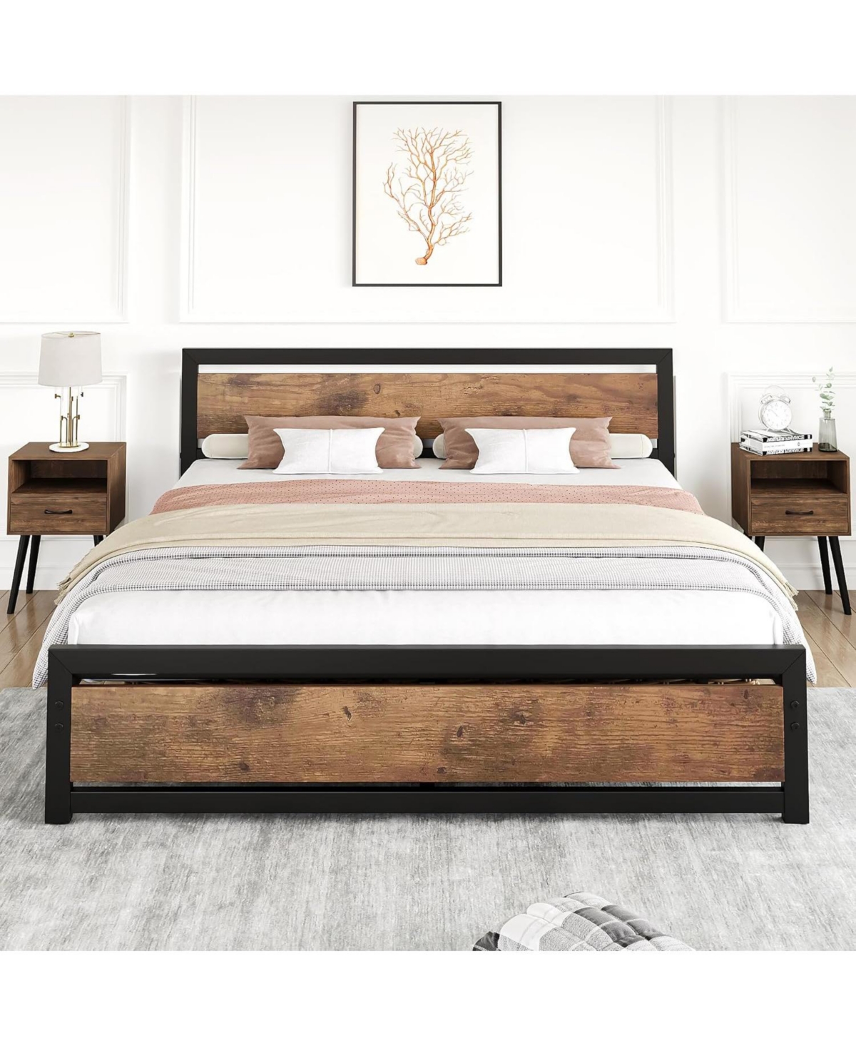 Click here for gaomon Bed Frame Platform with Headboard Industria... prices