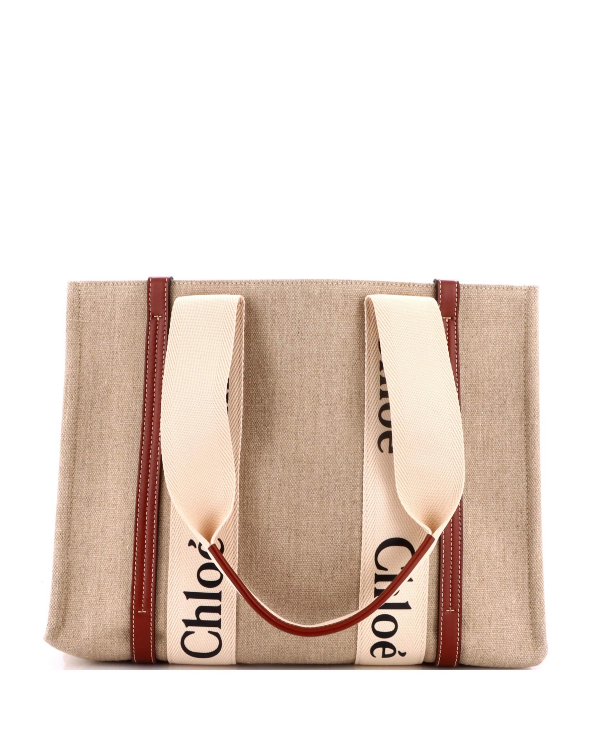 Click here for Pre-Owned Chloe Medium Woody Tote Canvas with Leat... prices