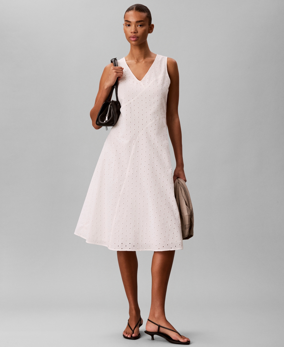 Click here for Calvin Klein Womens Sleeveless V-Neck Midi Dress -... prices