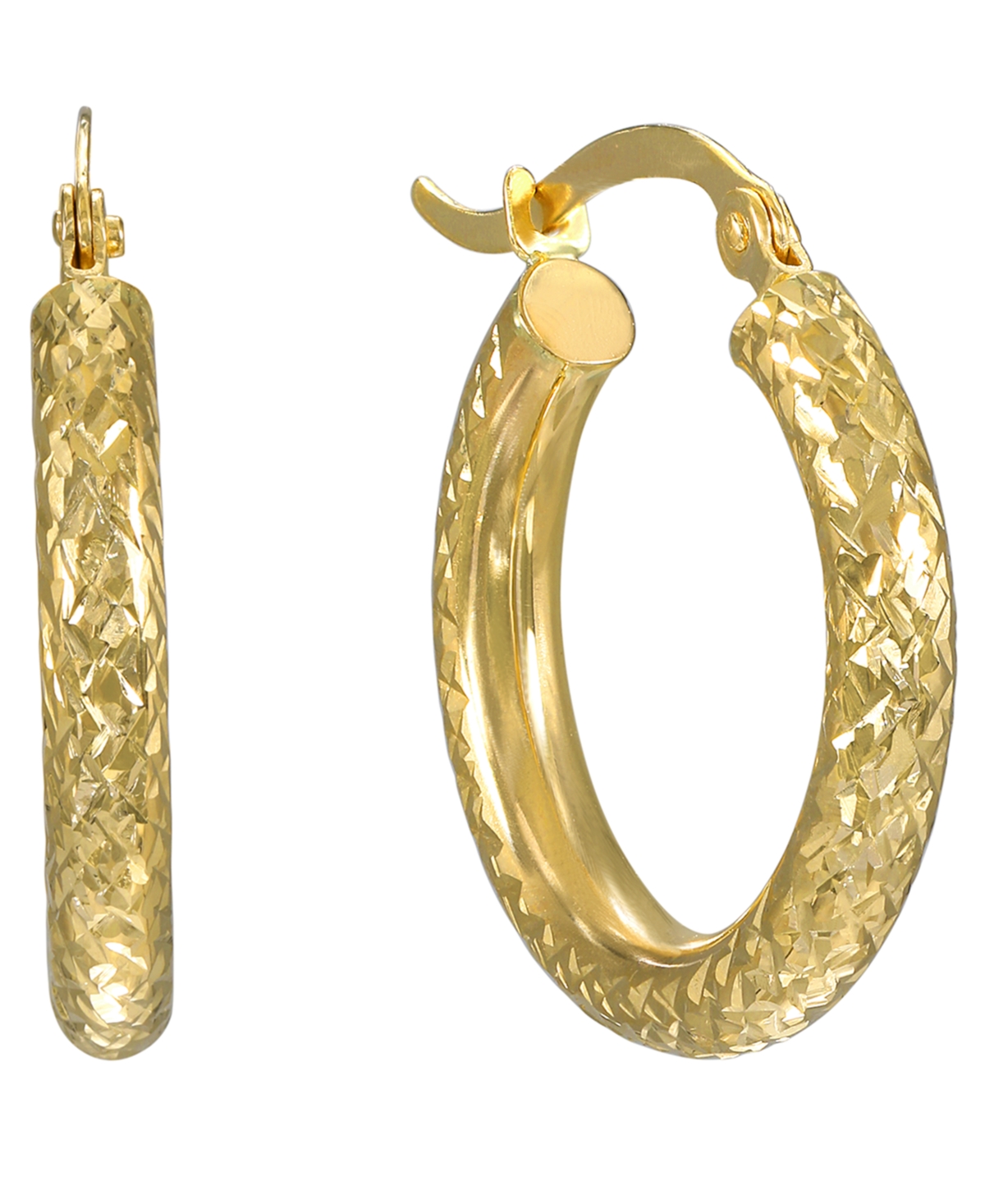 Macys Diamond Cut Hoop Earrings in 10k Yellow Gold - Yellow Gold