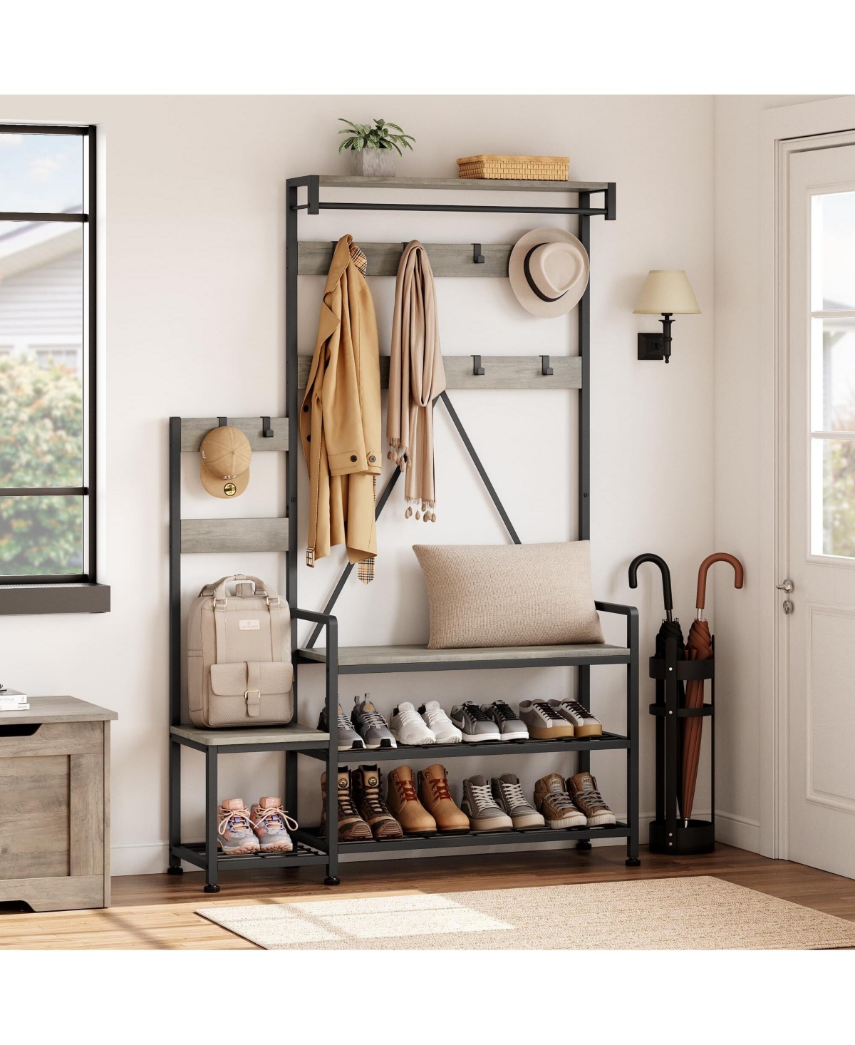 Click here for gaomon Solid Wood Parent-Child Hall Tree Coat Rack... prices