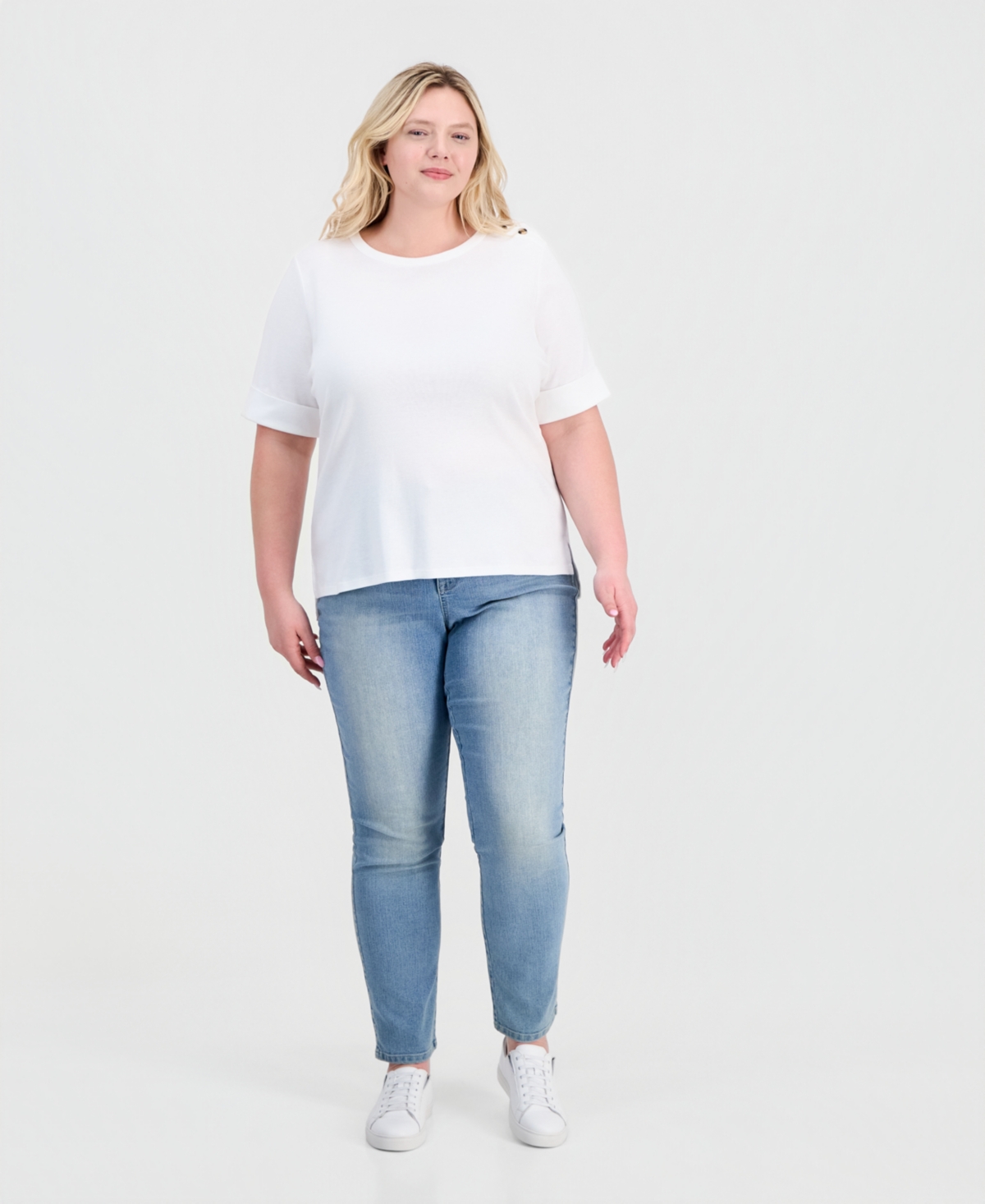 Click here for Style & Co Plus Size Button-Shoulder Cuffed Elbow-... prices
