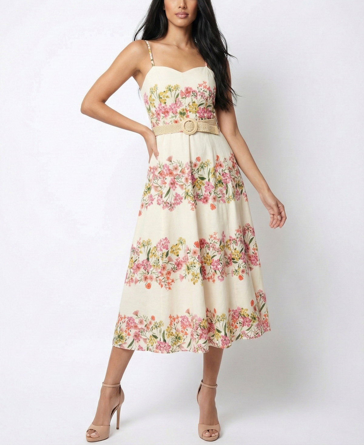 Click here for Taylor Womens Floral Sweetheart Neck Midi Dress -... prices