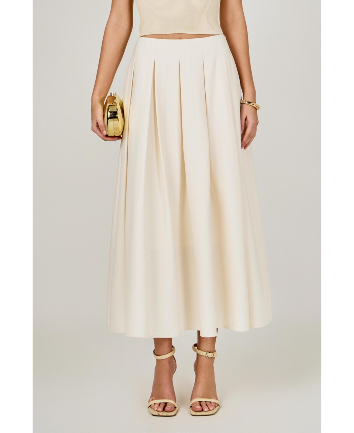 Click here for endless rose Womens Long Pleated Skirt - Ivory prices