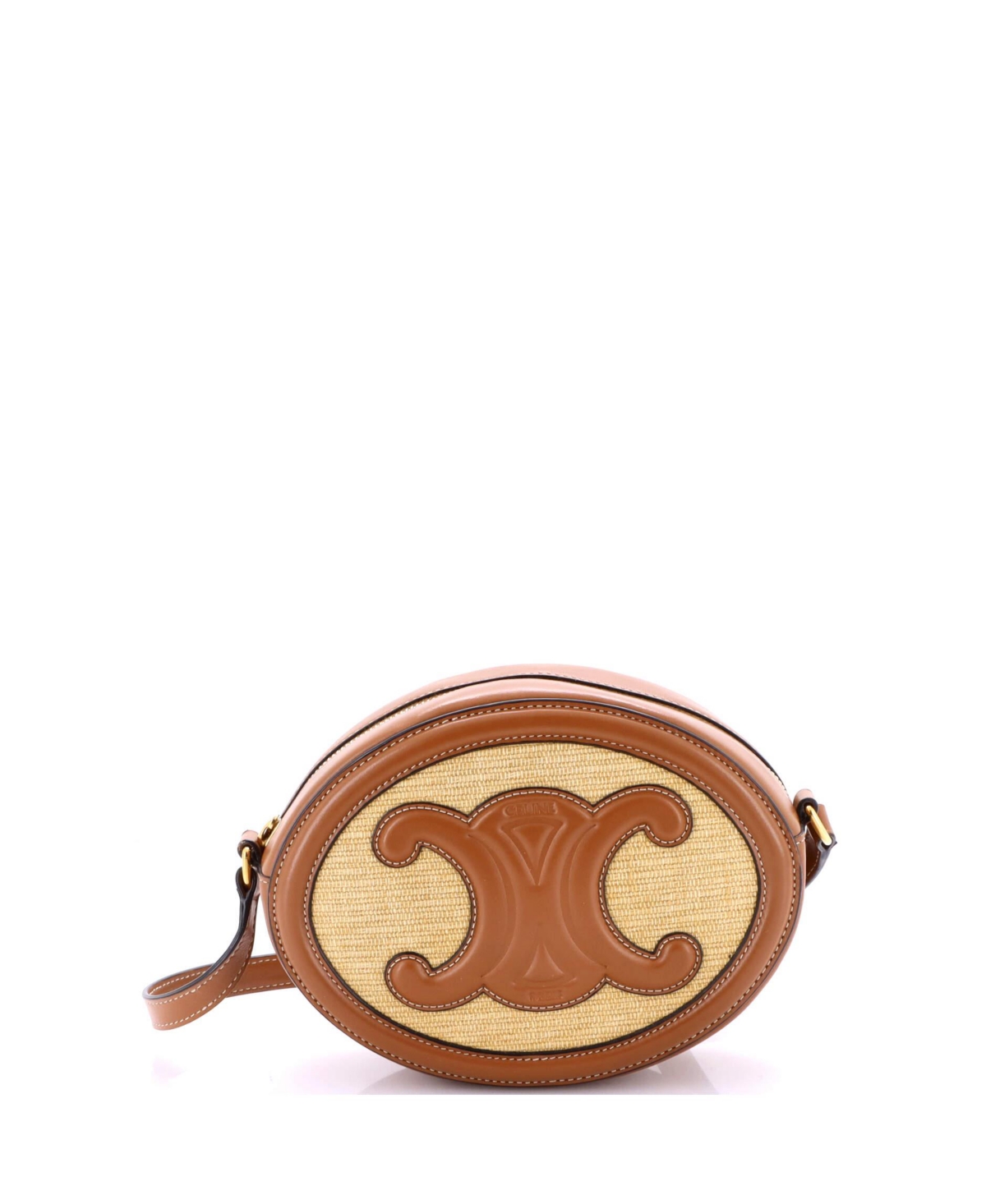 Click here for Pre-Owned Celine Triomphe Oval Crossbody Bag Straw... prices