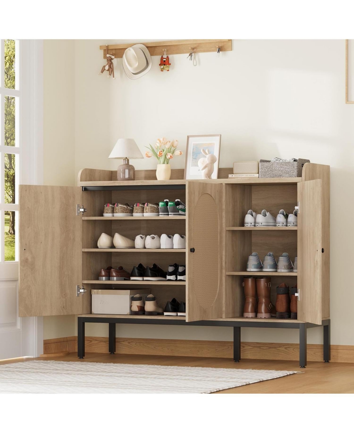 Click here for gaomon Shoe Cabinet with 3 Rattan Doors  Freestand... prices