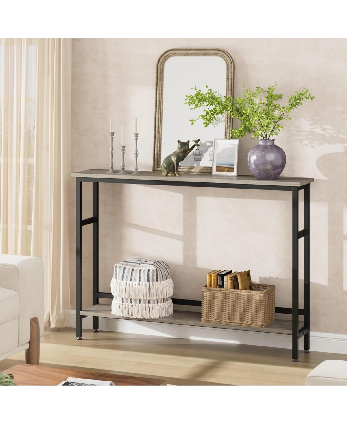 Click here for gaomon 5.9 Slim Sofa Table  2-Tier Narrow Console... prices