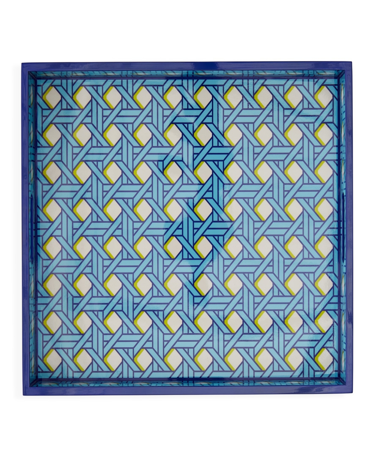 Click here for Jonathan Adler Basketweave 17 Lacquer Tray - Blue prices