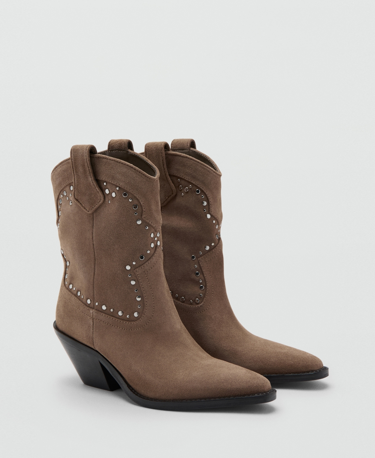 Click here for Mango Womens Studs Suede Ankle Boots - Sand prices